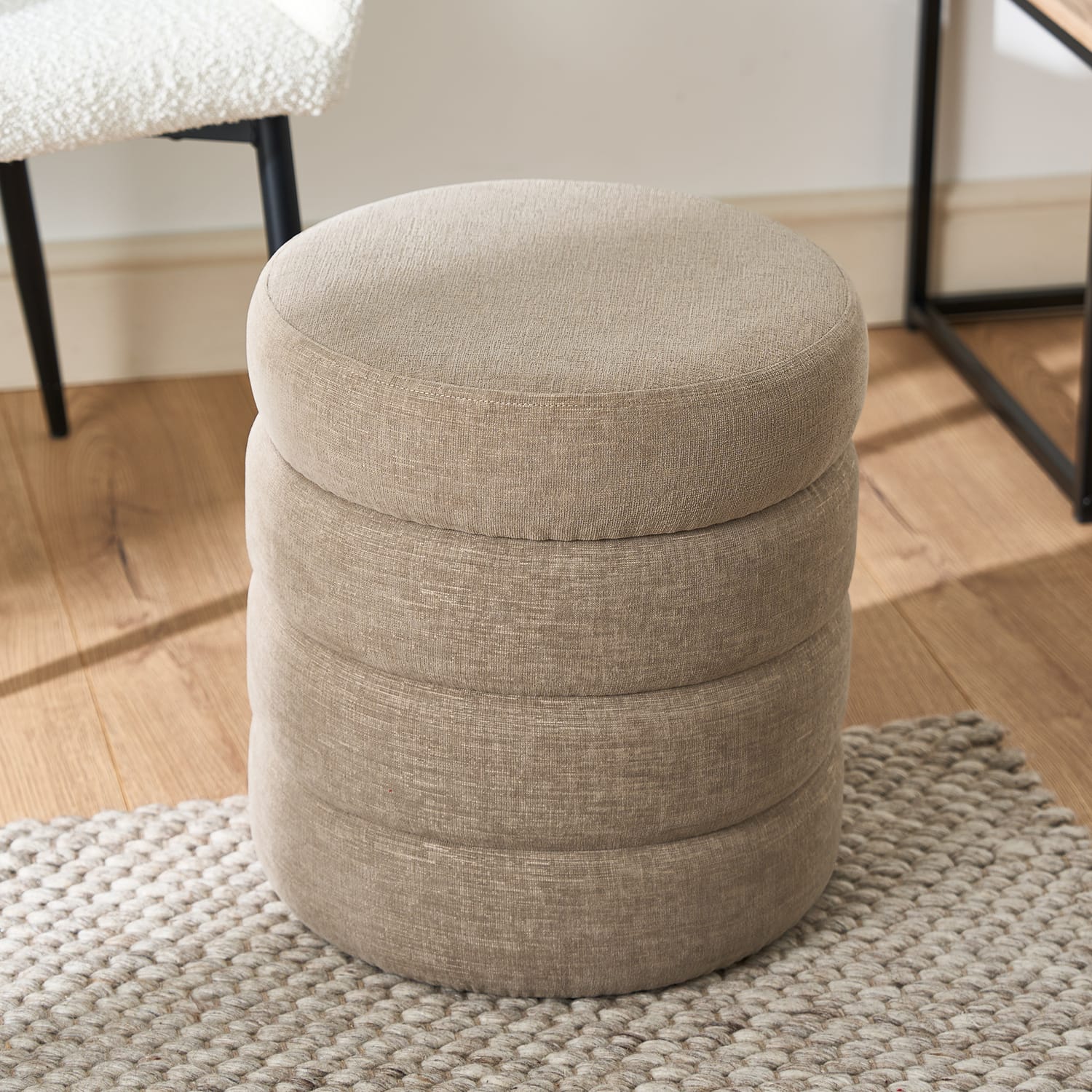 Home Collections Ribbed Boucle Storage Stool | Home Bargains