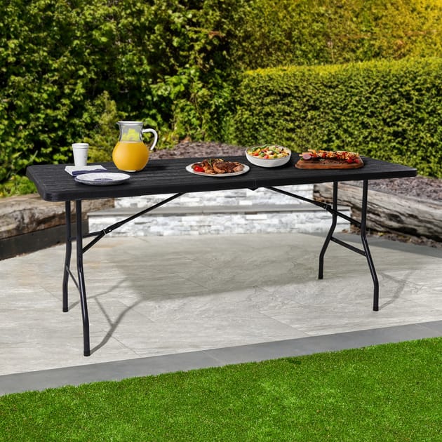 Jardin Wood Grain Effect Folding Table 6ft | Home Bargains