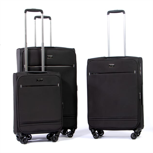 Salisburys Premium Soft Shell Expandable Suitcases - Black | Home Bargains