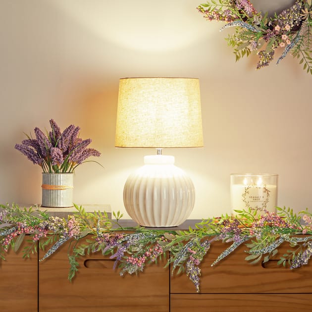 The Lifestyle Edit Tranquility Ribbed Lamp - Cece | Home Bargains