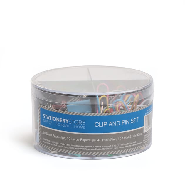Stationery Store Clip And Pin Set | Home Bargains