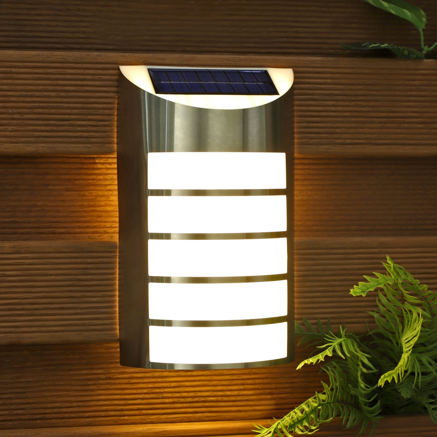 Firefly Stainless Steel Wall Solar Light | Home Bargains