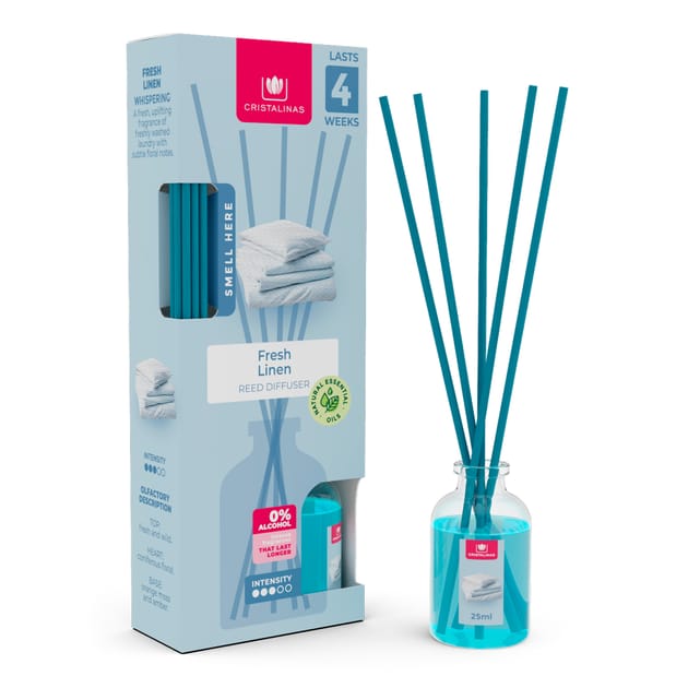 Cristalinas Reed Diffuser 25ml - Fresh Linen | Home Bargains