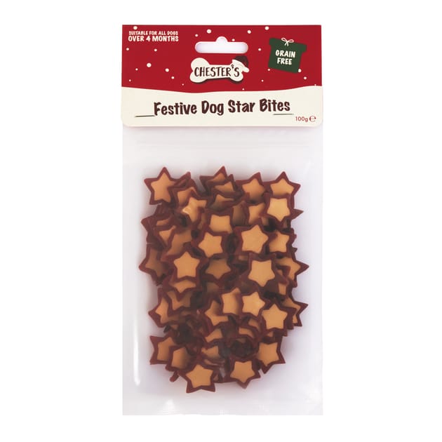 Chester's Festive Dog Star Bites 100g | Home Bargains