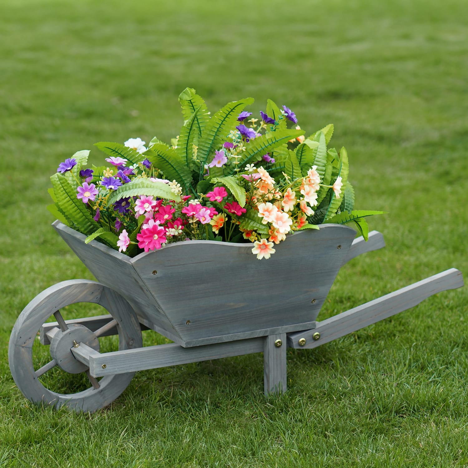 Jardin Wooden Wheelbarrow Planter | Home Bargains