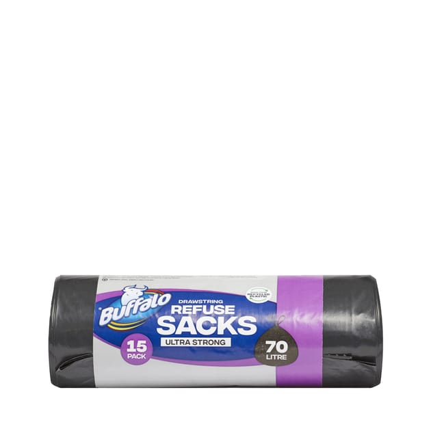 Buffalo Refuse 70L Drawstring Sacks 15 Pack | Home Bargains