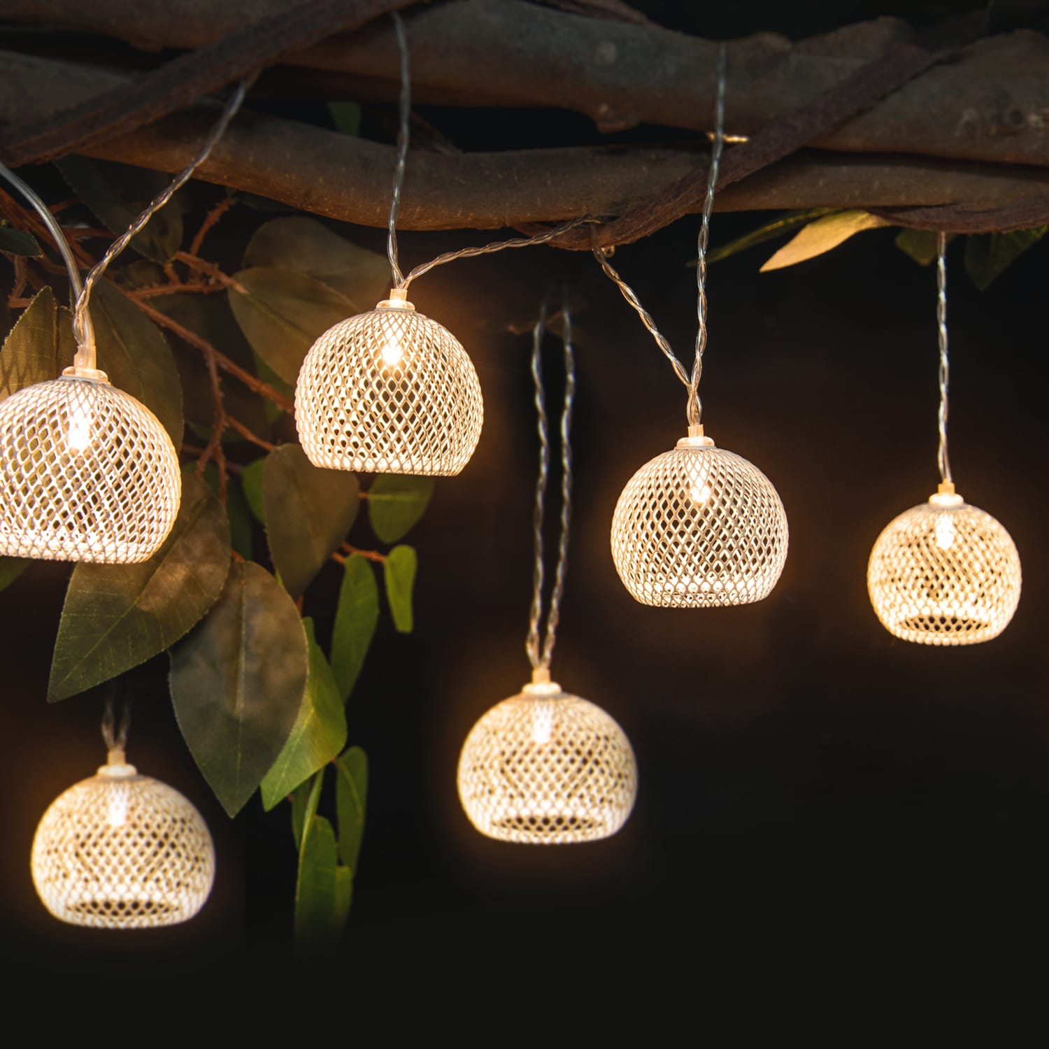 The Outdoor Living Collection 10 Metal Cage Solar Lights | Home Bargains