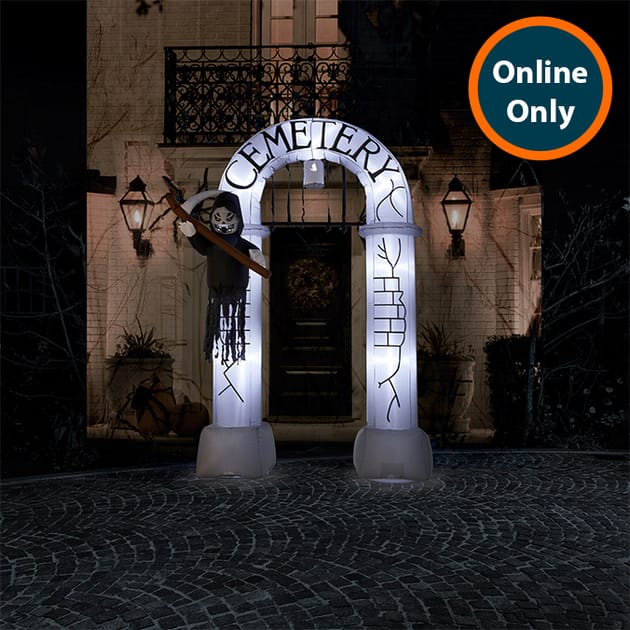 Haunted House Light Up 10ft Inflatable Grim Reaper Arch | Home Bargains
