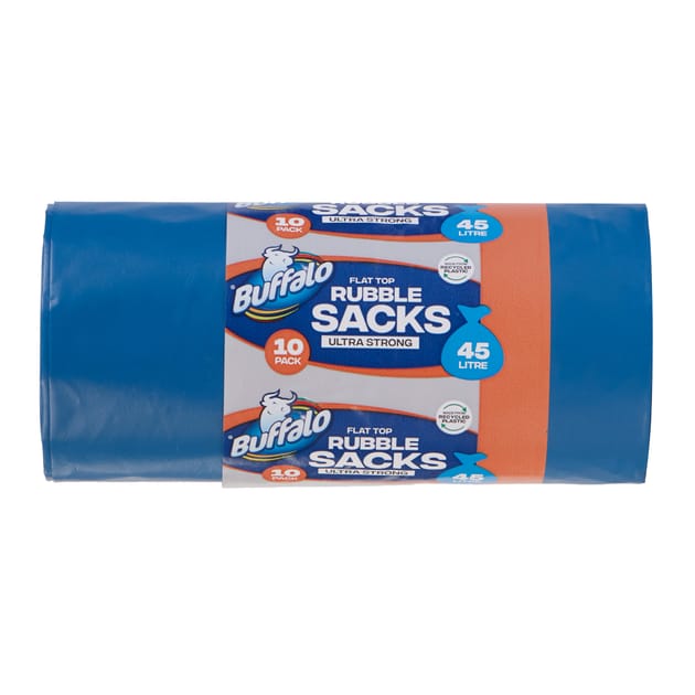 Buffalo Ultra Strong Flat Top Rubble Sacks 10 Pack - 45 Litre | Home ...