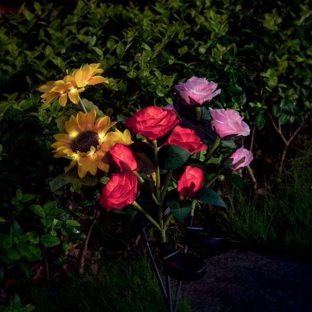 Firefly Stake Lights - Sunflower/Rose Solar | Home Bargains