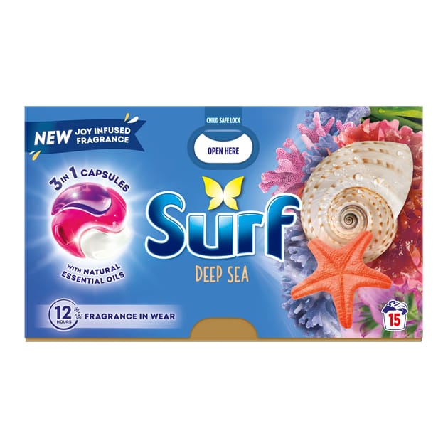 Surf 3in1 Laundry Washing Detergent Capsules 15 Washes - Deep Sea ...