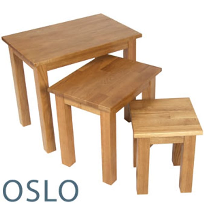 Oslo Solid Oak Nesting Tables Home Bargains