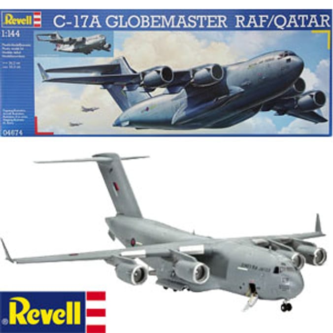 Revell C-17A Globemaster RAF/Qatar plane Airfix | Home Bargains Revell C-17A Globemaster RAF/Qatar plane Airfix | Home Bargains