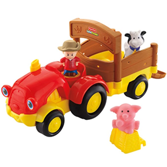 Fisher Price Tow 'n Pull Tractor interactive farm toy farmer animals ...