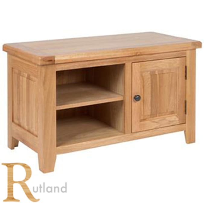 Rutland small TV Unit oak solid oak beech wood effect professional bedroom living room interior design cheap warehouse clearance Home Bargains