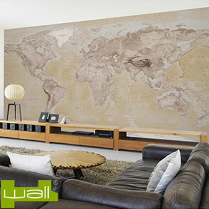 1Wall Neutral Map Giant Wallpaper Mural | Home Bargains