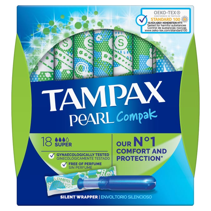 Tampax Compak Pearl Super Tampons With Applicator 18 Tampons, Womens ... Tampax Compak Pearl Super Tampons With Applicator 18 Tampons, Womens ...