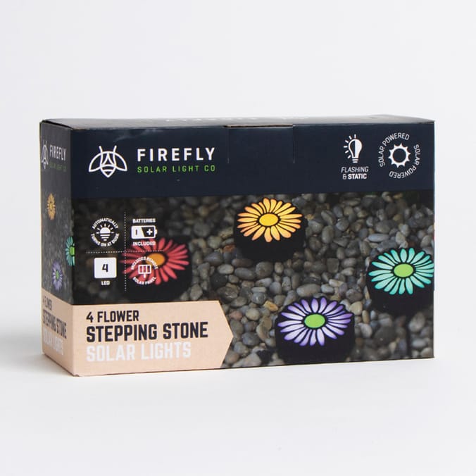 Solar Stepping Stones 5 Pack 4 X Crystal Glass Colour Changing Solar