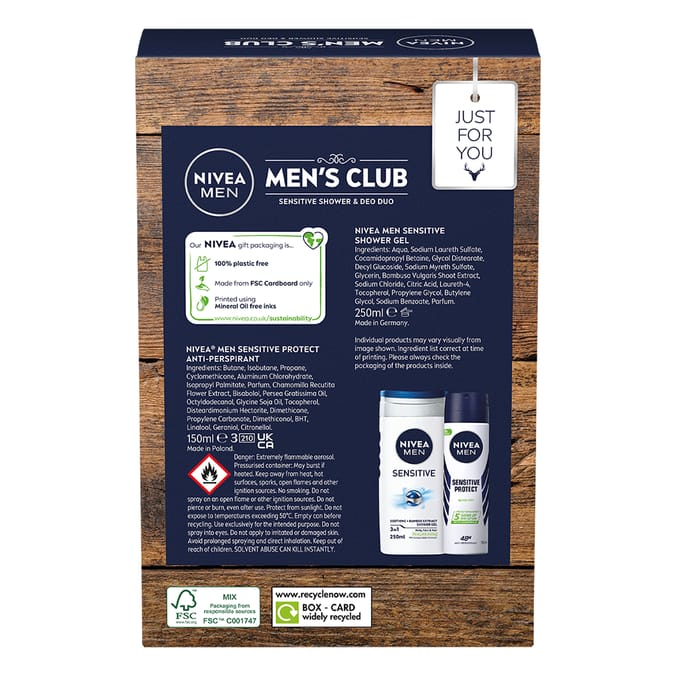 Nivea Men Mens Club Shower And Deo Duo T Set Sensitive T Ts