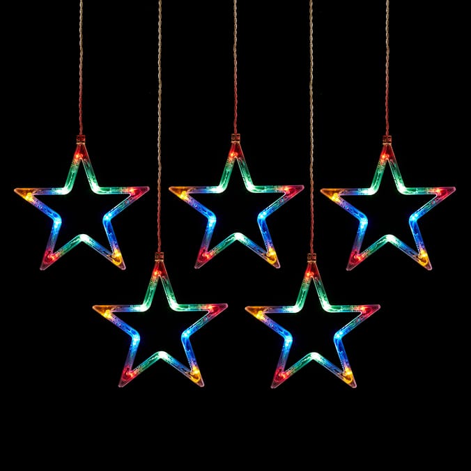 Prestige: 5 Battery Operated LED Star Curtain Lights - Multi Colour ...