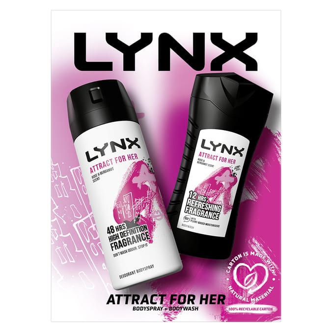 Lynx Attract For Her Duo T Set Deodorant Bodyspray Body Spray Wash Girl Lynx Home