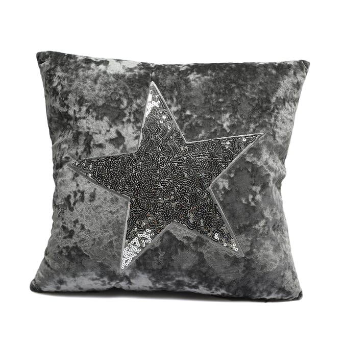 Home Collections: Velvet Star Cushion - Grey | Home Bargains Home Collections: Velvet Star Cushion - Grey | Home Bargains
